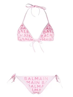 Balmain Logo-print Bikini Set - Pink