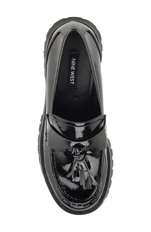 Nine West Garry Platform Tassel Loafer - Black Patent