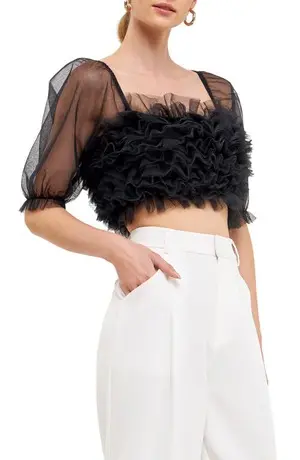 Endless Rose Ruffle Tulle Crop Top