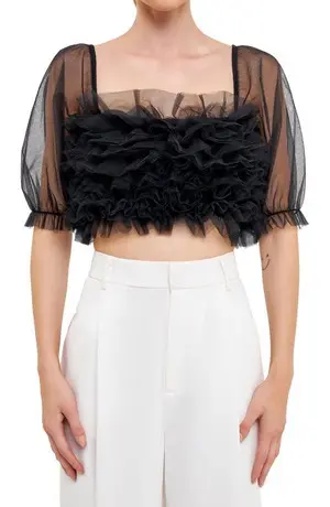 Endless Rose Ruffle Tulle Crop Top