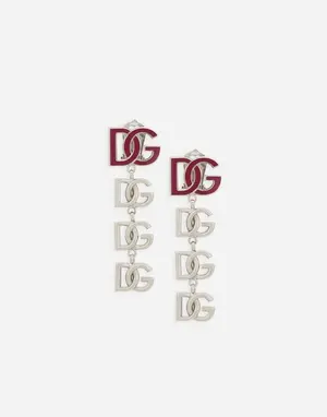 Dolce & Gabbana Two-tone Dg Multi-logo Long Earrings - Silver