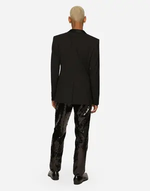 Dolce & Gabbana Single-breasted Stretch Wool Sicilia-fit Tuxedo Jacket - Black
