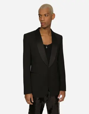 Dolce & Gabbana Single-breasted Stretch Wool Sicilia-fit Tuxedo Jacket - Black