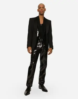 Dolce & Gabbana Single-breasted Stretch Wool Sicilia-fit Tuxedo Jacket - Black