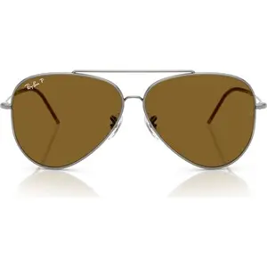 Ray-ban Reverse 62mm Aviator Sunglasses - Dark Brown