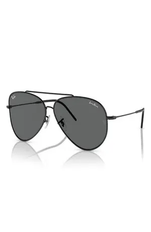 Ray-ban Reverse 62mm Oversized Aviator Sunglasses - Black