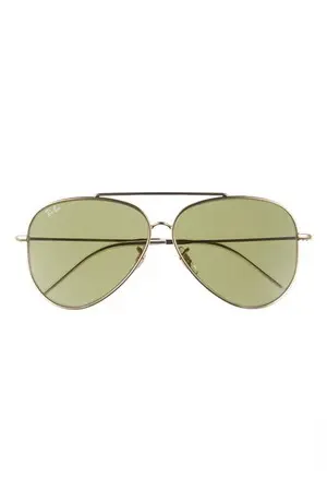 Ray-ban Ray-Ban Reverse 62mm Oversized Aviator Sunglasses Green
