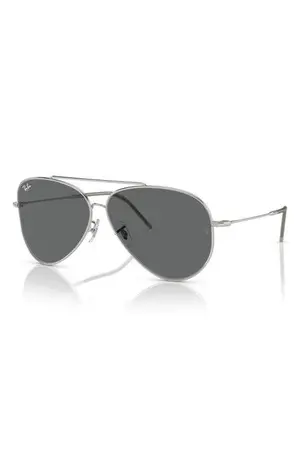 Ray-ban Ray-Ban Reverse 62mm Oversized Aviator Sunglasses Silver
