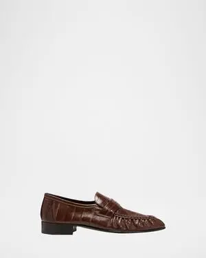 THE ROW Leather Flat Loafers - Light Brown