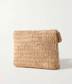 Saint Laurent Cassandre Raffia Shoulder Bag - Light Brown