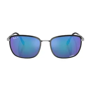 Ray-ban RB3705 Chromance Square Sunglasses - Black_on_silver_blue