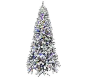 FRASER HILL FARM 9-ft. Flocked Alaskan Pine Chr Istmas Tree - One-color