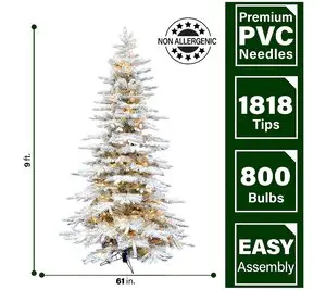 FRASER HILL FARM 9-ft. Flocked Pine Valley Chri Tmas Tree