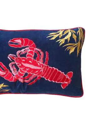 LES-OTTOMANS Rock Lobster Embroidered Cushion