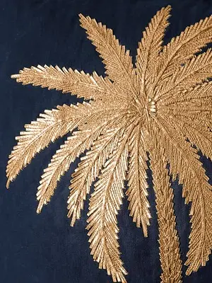 LES-OTTOMANS Palms Embroidered Cushion