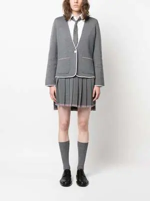 Thom Browne Contrasting-trim Collarless Jacket