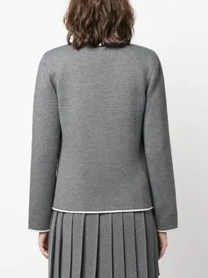 Thom Browne Contrasting-trim Collarless Jacket