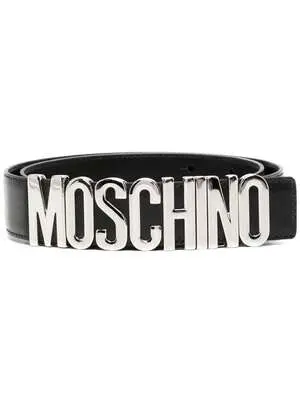 Moschino Lettering Leather Loafers - Black