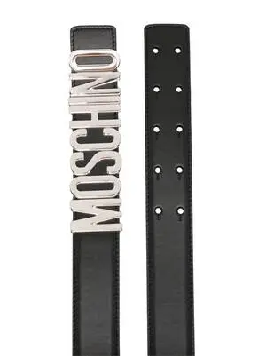 Moschino Lettering Leather Loafers - Black