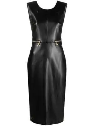 Patrizia Pepe Patent-finish Midi Dress With Zip Detailing