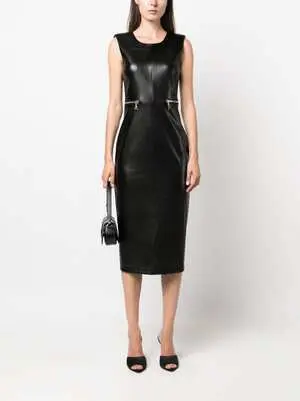 Patrizia Pepe Patent-finish Midi Dress With Zip Detailing
