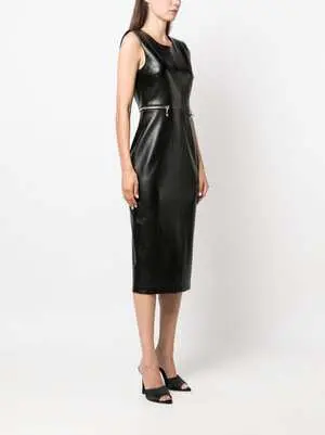 Patrizia Pepe Patent-finish Midi Dress With Zip Detailing