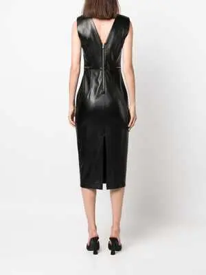 Patrizia Pepe Patent-finish Midi Dress With Zip Detailing