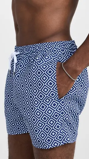 Frescobol Carioca Angra Print Sport Shorts - Navy Blue