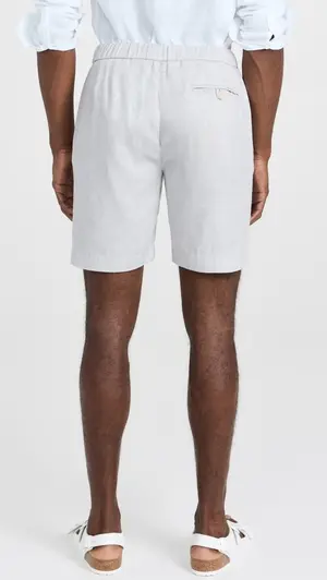 Frescobol Carioca Felipe Linen Blend Shorts - Light Melange Grey