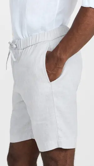 Frescobol Carioca Felipe Linen Blend Shorts - Light Melange Grey