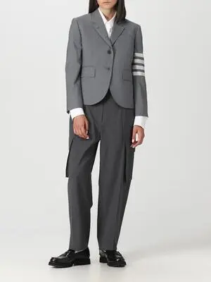 Thom Browne Wool Blazer With Four-bar Stripe - Grey
