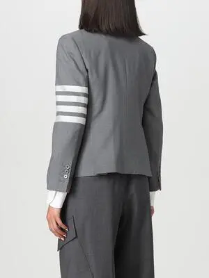 Thom Browne Wool Blazer With Four-bar Stripe - Grey