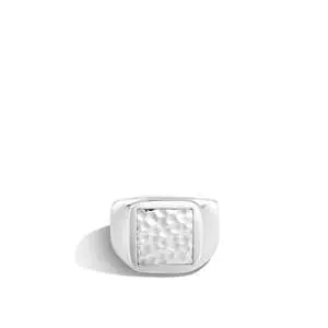 John Hardy Classic Chain Hammered Signet Ring - Multicolor