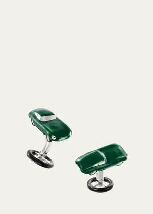 JAN LESLIE Sports Car Enamel Sterling Silver Cufflinks