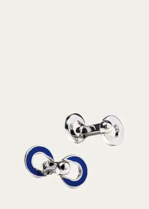 JAN LESLIE Horseshoe Enamel Flip Cufflinks - Royal Blue