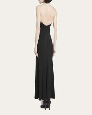 Giorgio Armani Strapless Plisse Gown