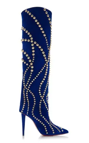 CHRISTIAN LOUBOUTIN Astrilarge Botta 100mm Studded Boots - Blue