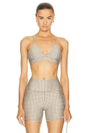 Alo Yoga Airlift Gingham Splendor Bra In Beige