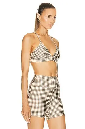 Alo Yoga Airlift Gingham Splendor Bra In Beige