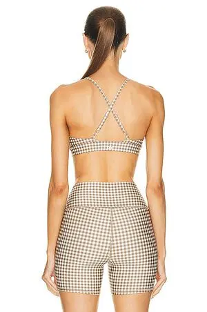 Alo Yoga Airlift Gingham Splendor Bra In Beige