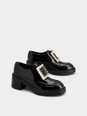 ROGER VIVIER Viv' Rangers Loafers In Patent Leather With Crystal Buckle