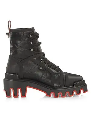 CHRISTIAN LOUBOUTIN Women's Panaroot Canvas Lace-Up Boots - Black  - Black
