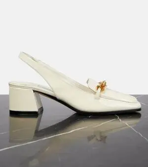 JIMMY CHOO Diamond Tilda 45 Patent Leather Slingback Pumps - White