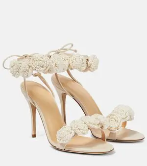 Magda Butrym Floral Crochet And Leather Sandals - Neutrals