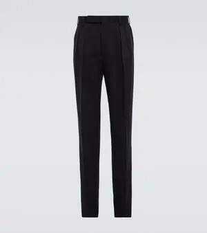 Ralph Lauren Purple Label Pleated Silk Gabardine Trousers