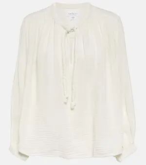 Velvet By Graham & Spencer Tie-neck Cotton Blouse