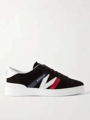 Moncler Leather-trimmed Suede Sneakers - Black