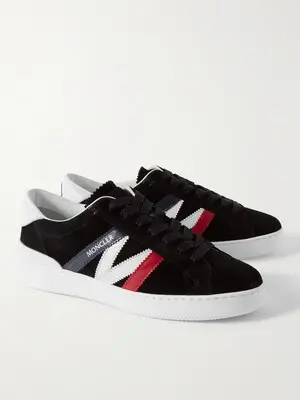 Moncler Leather-trimmed Suede Sneakers - Black