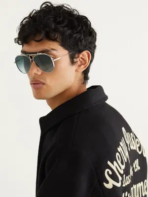 JACQUES MARIE MAGE Diamond Cross Ranch Aviator-style Sunglasses - Silver