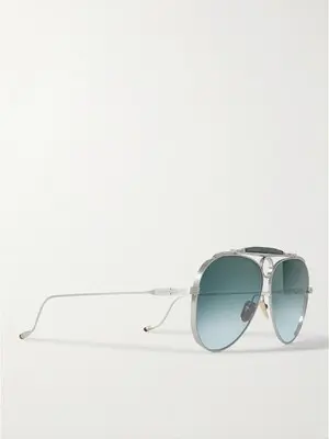 JACQUES MARIE MAGE Diamond Cross Ranch Aviator-style Sunglasses - Silver